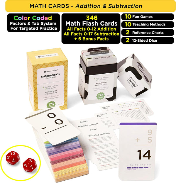 Ultimate Addition & Subtraction Math Mastery Flash Cards Bundle: 722 E ...