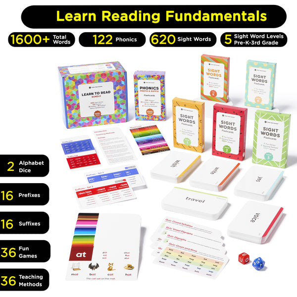 Learn to Read Bundle – 620 Sight Words & Phonics Flashcards - Think ...