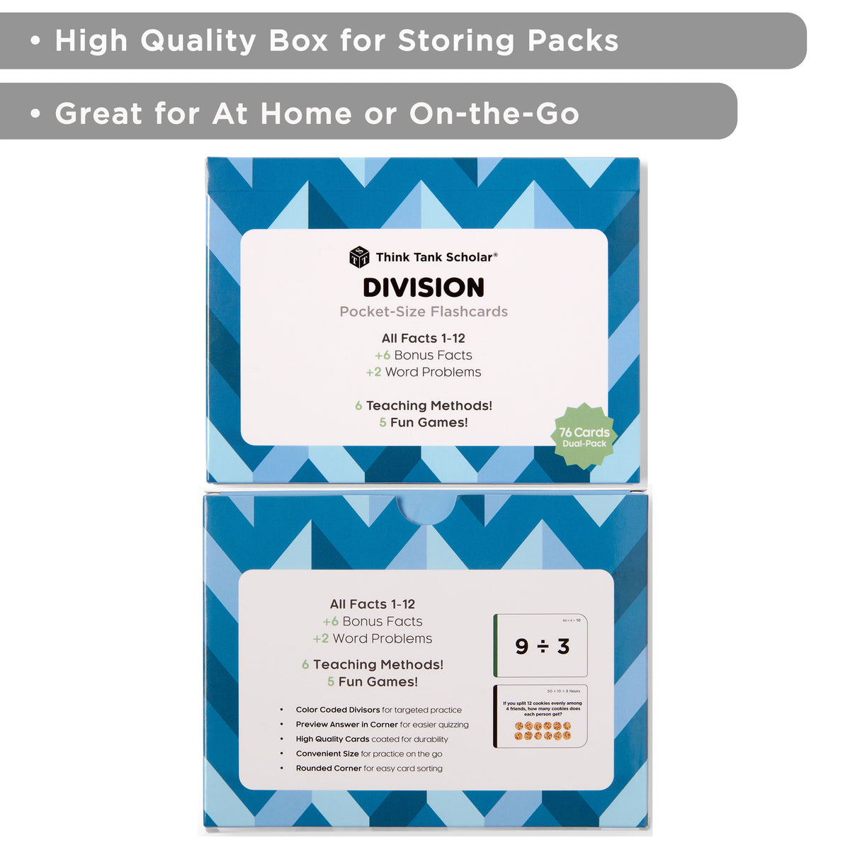 Pocket-Size Division Flashcards | Full Set (All Facts 1-12) | Color Co ...